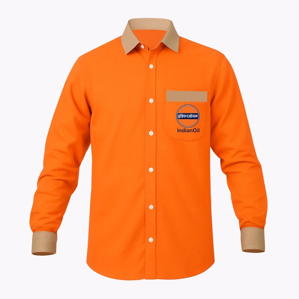 IOCL Petrol Pump Uniform Orange Full Sleeve Shirt - Petro Mart